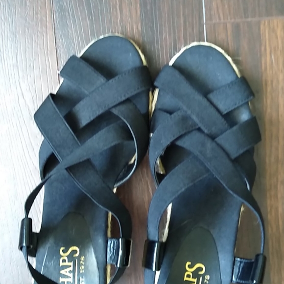 Chaps | Shoes | Chaps Black Wedge Sandals | Poshmark